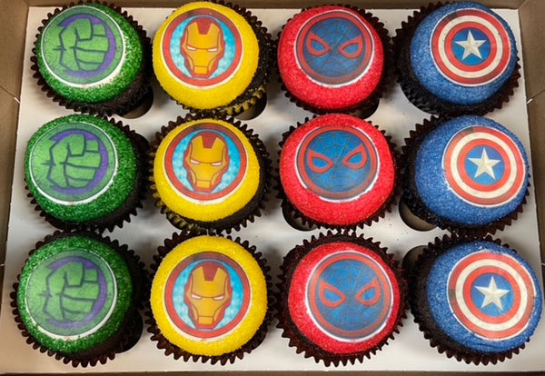 Assorted Superhero Cupcakes TIFFY S DESSERTS BUBBY S BON BONS Assorted Superhero Cupcakes TIFFY S DESSERTS BUBBY S BON BONS